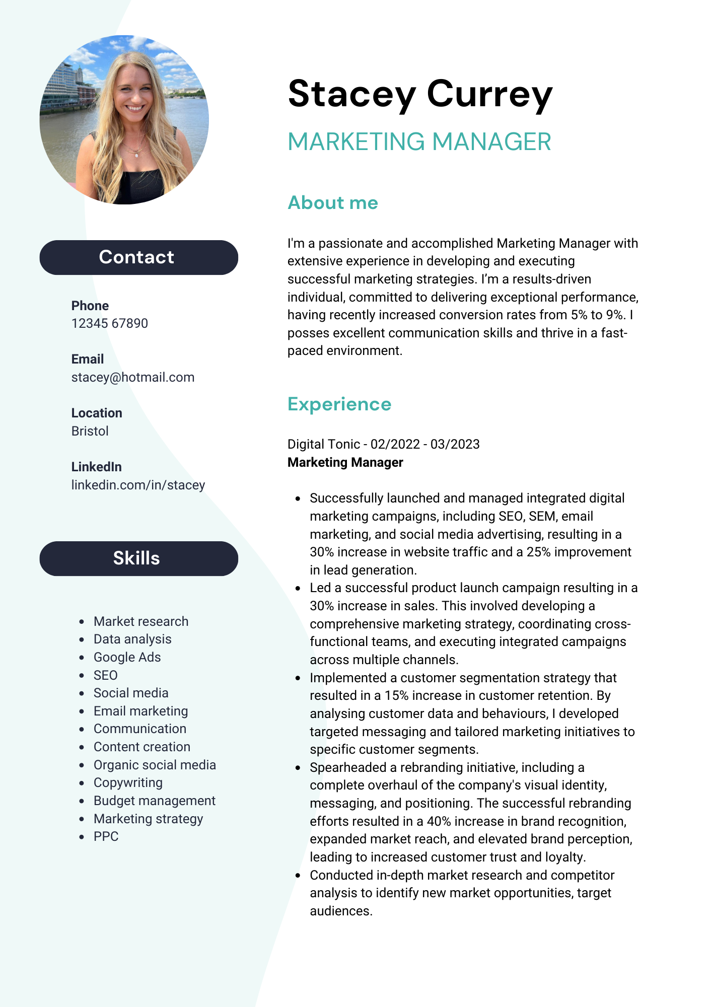 Marketing CV Top Tips and Examples | Digital Tonic